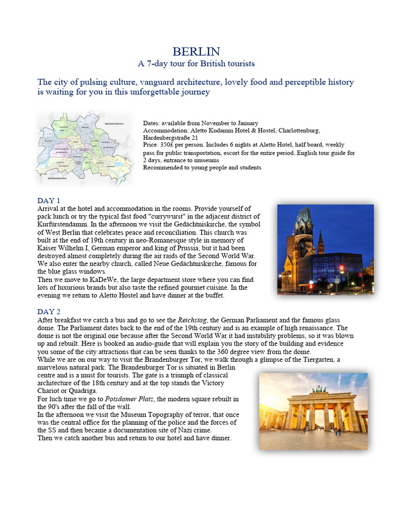 Berlin 7-Day Tour for UK Students | PDF | Berlin | Berlin Wall