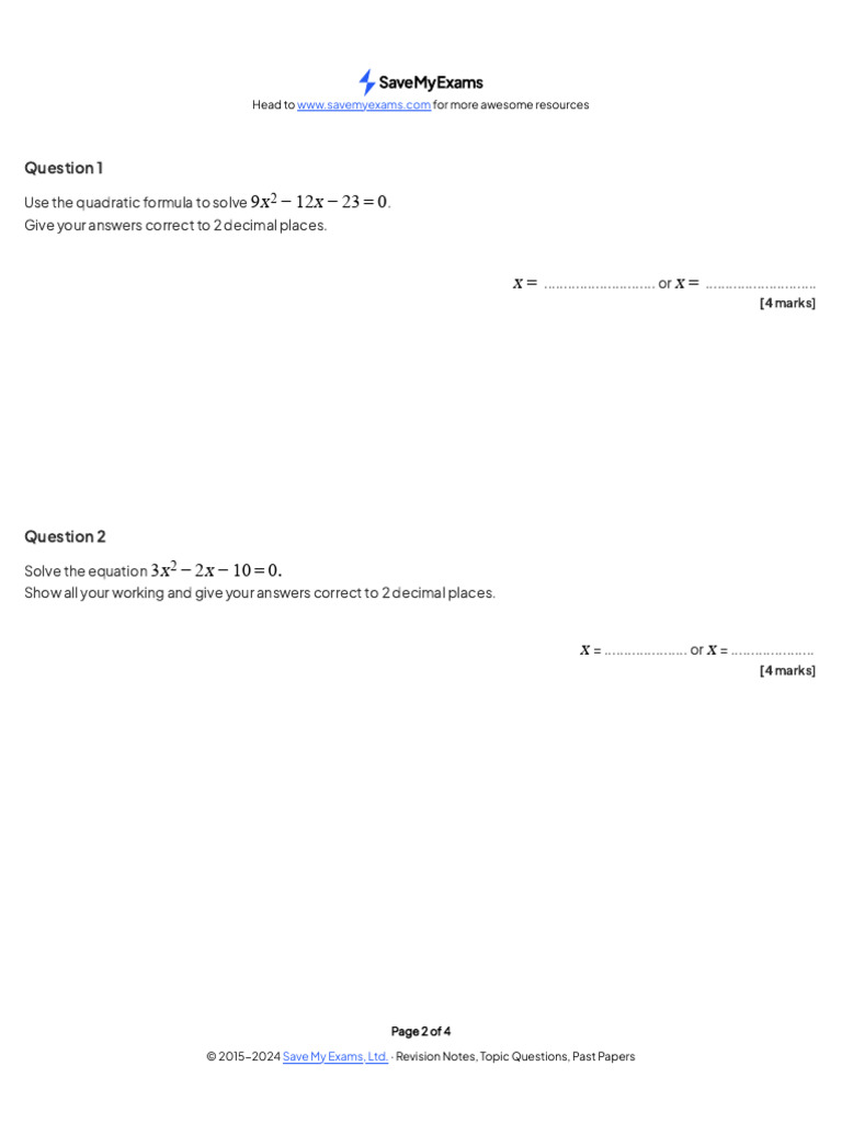 Quad Eqn | Download Free PDF | Mathematics | Mathematical Objects