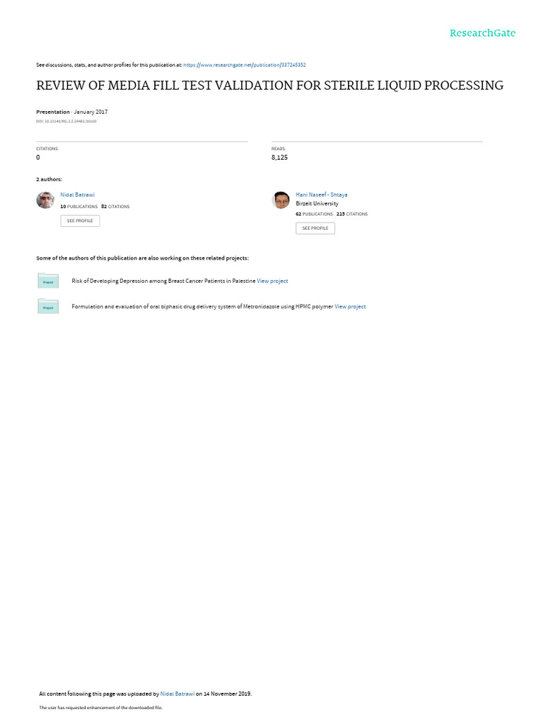 Review of Media Fill Test Validation For Sterile Liquid Processing ...