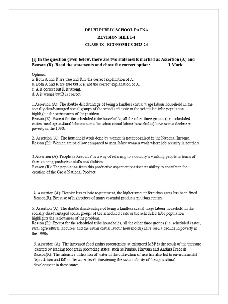 Class 9 Worksheet 1 | PDF | Poverty | Poverty & Homelessness