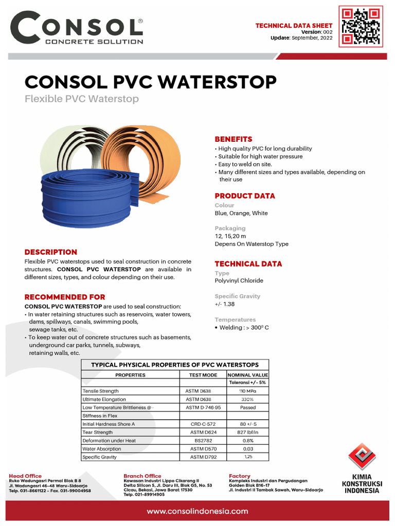 Tds Consol PVC Waterstop | PDF | Welding | Construction