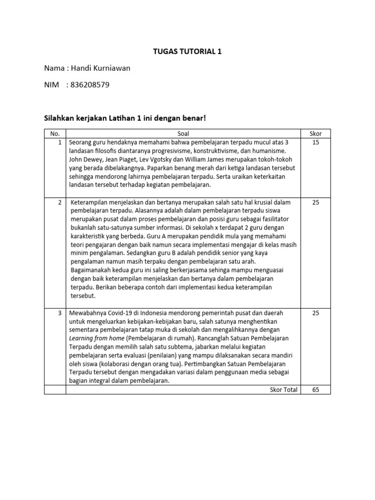 Latihan Uji Kompetensi 1 Handi Kurniawan 836208579 | PDF | Kesehatan Holistik | Sains & Matematika