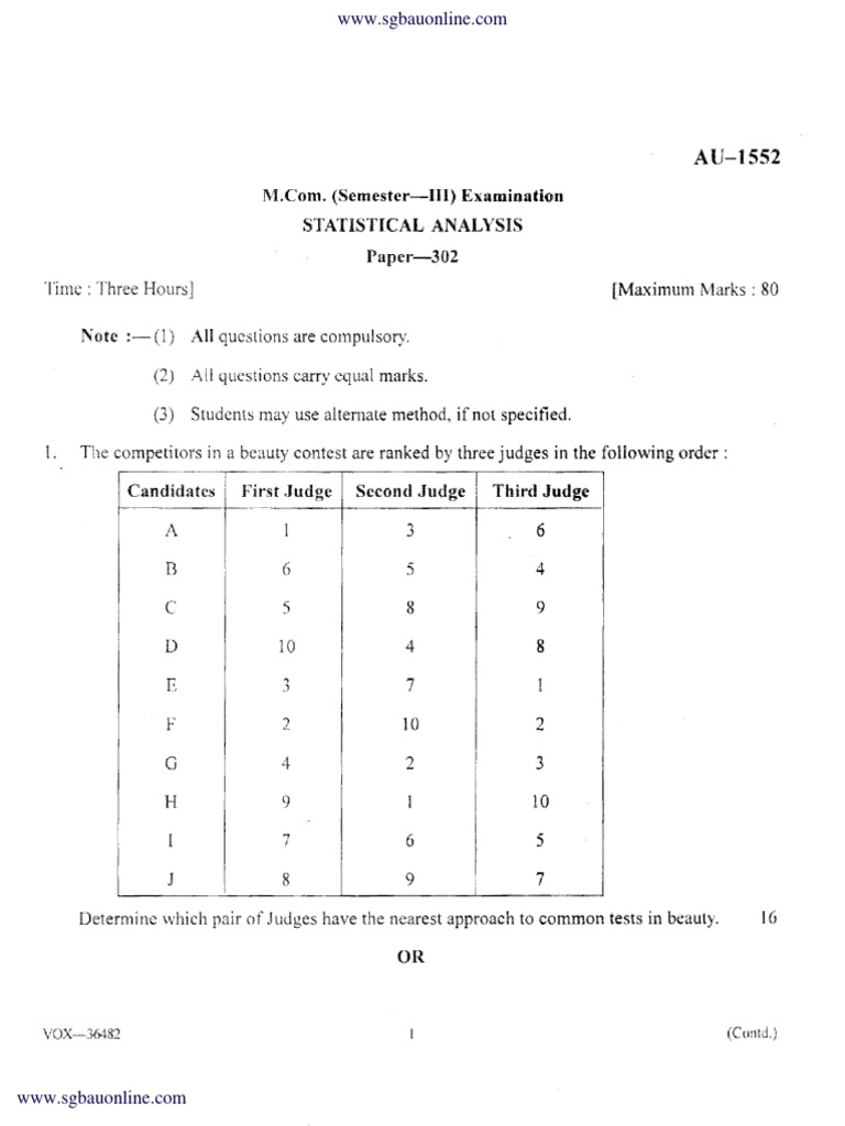 Mcom 3 Sem Statistical Analysis Summer 2018 | PDF | Statistical Theory ... Mcom 3 Sem Statistical Analysis Summer 2018 | PDF | Statistical Theory ...