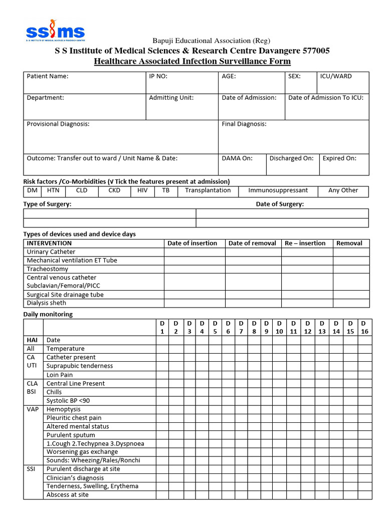Surveillance Form | PDF | Clinical Medicine | Medical Specialties