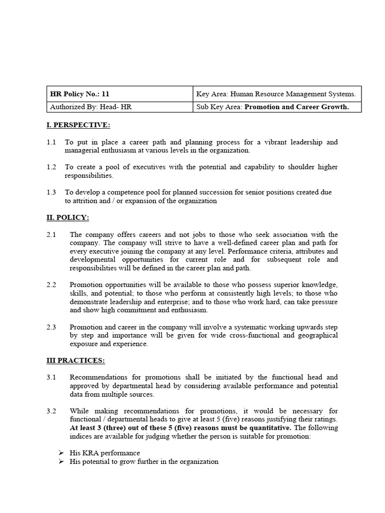 SOP (Promation & Career Growth) | PDF | Leadership | Organizational Behavior