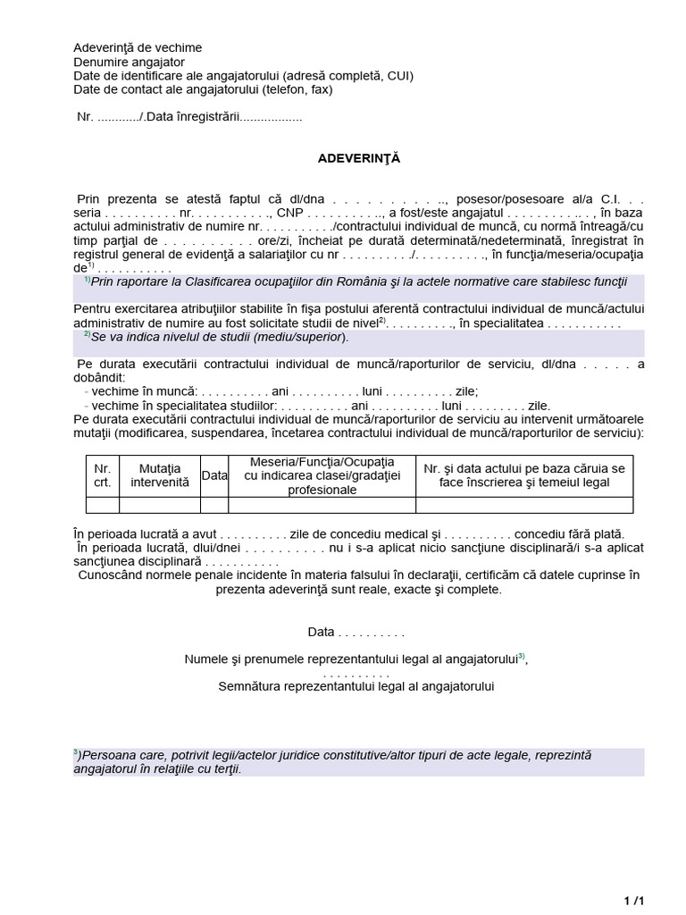 Anexa - Model Adeverinta Vechime in Munca Si Specialitatea Studiilor | PDF Anexa - Model Adeverinta Vechime in Munca Si Specialitatea Studiilor | PDF