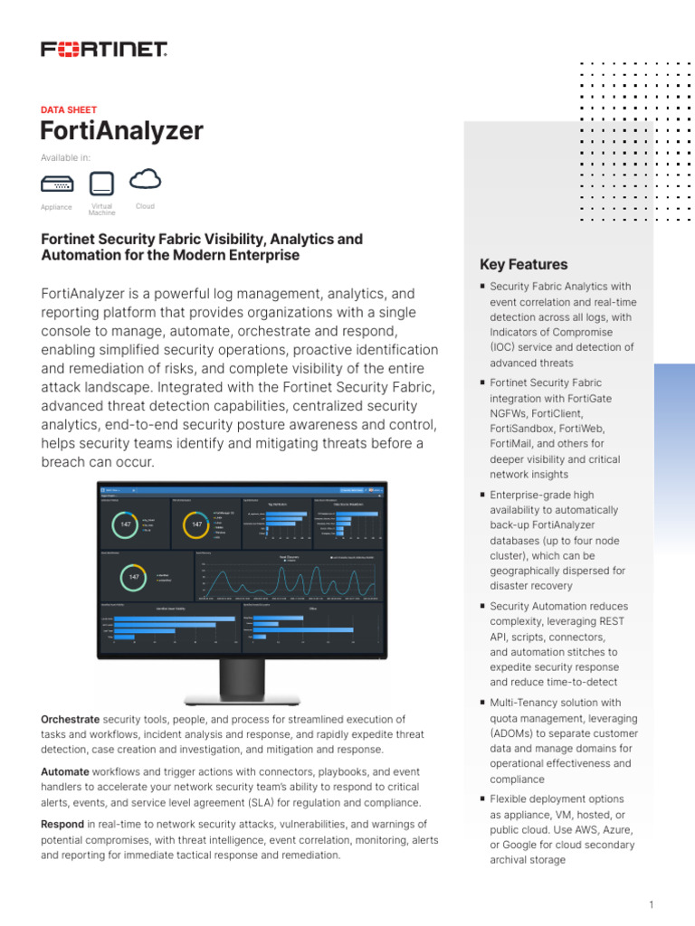 FortiAnalyzer Datasheet | PDF | Computer Security | Security