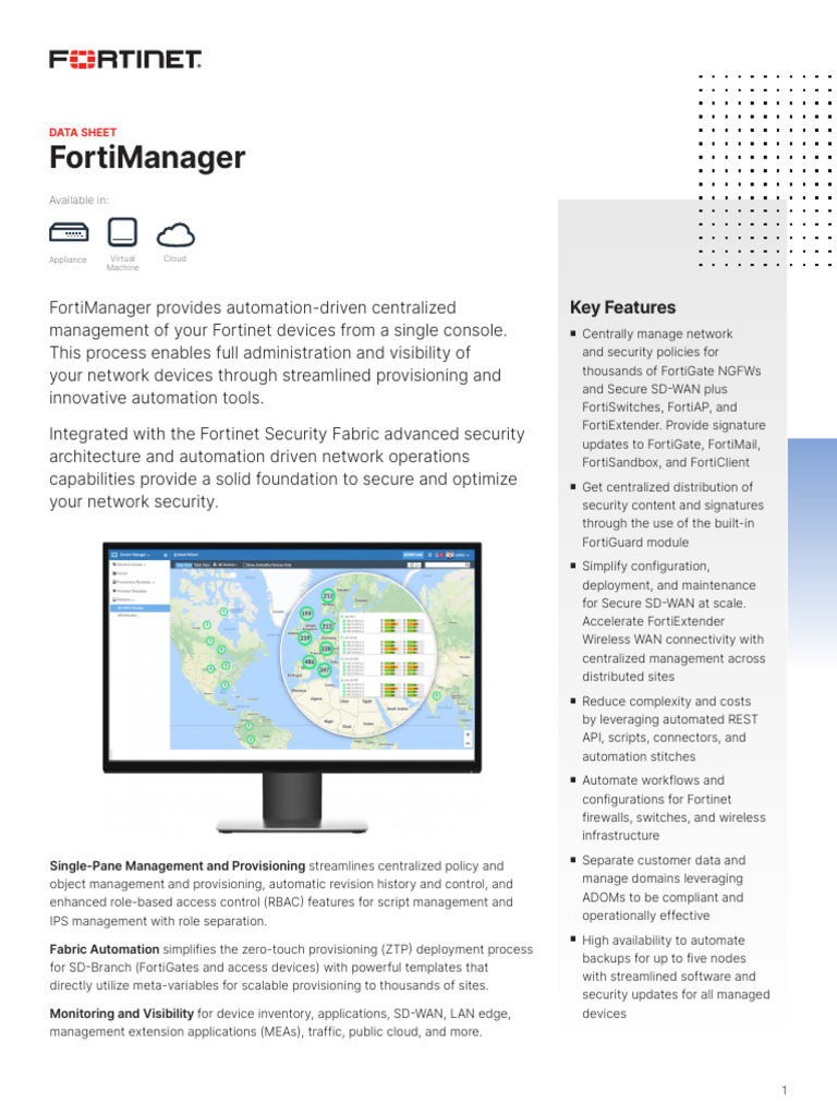 FortiManager Datasheet | Download Free PDF | Computer Network | Cloud Computing
