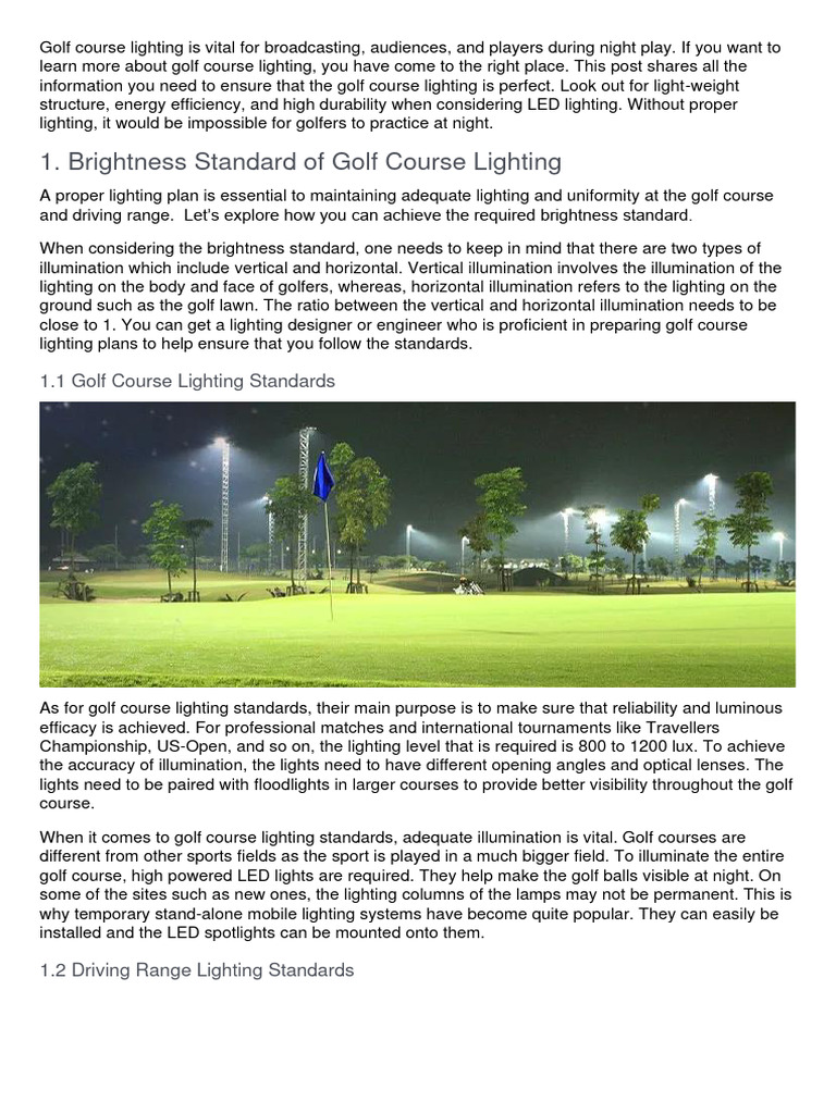 Golf Lighting | PDF | Lighting | Golf Course