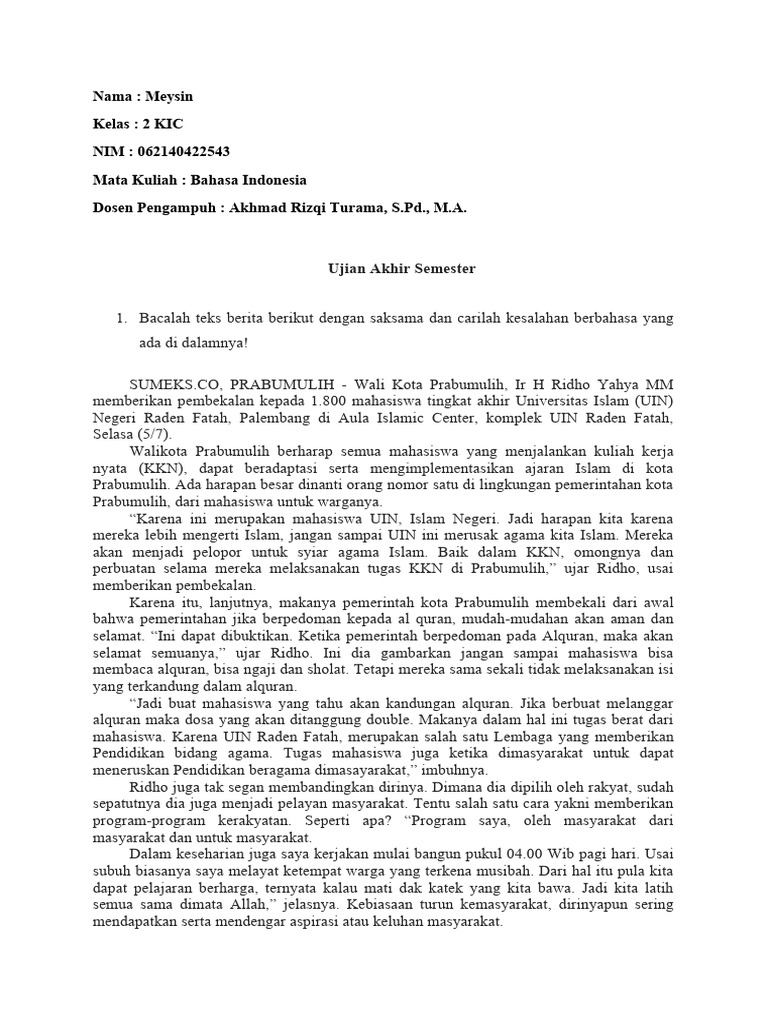 UAS Polsri | PDF | Ilmu Sosial | Agama & Spiritualitas