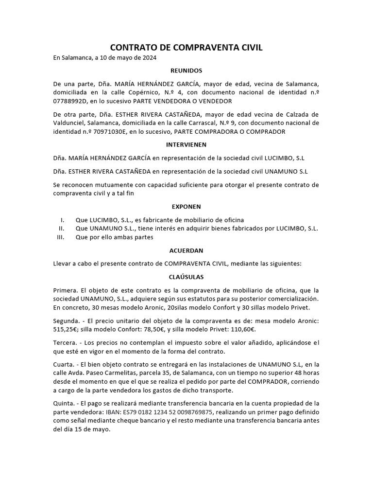 Contrato de Compraventa Civil | PDF