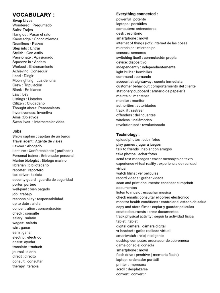 Vocabulario Inglés | PDF | Computing