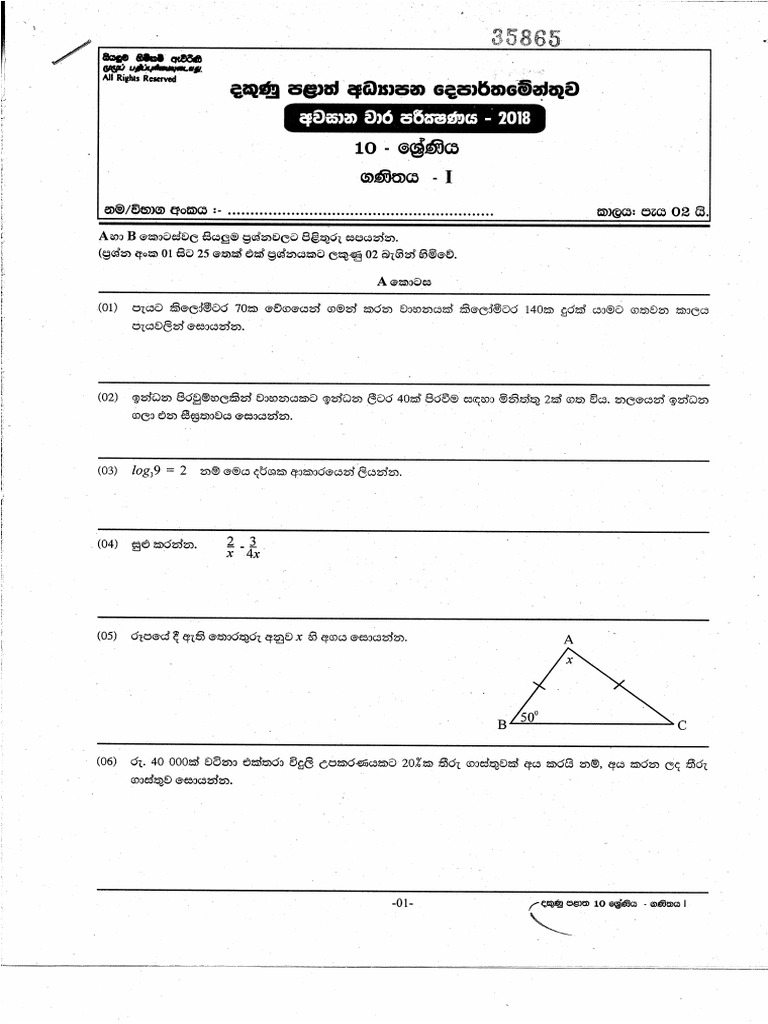 SP Grade 10 2018 Final | PDF