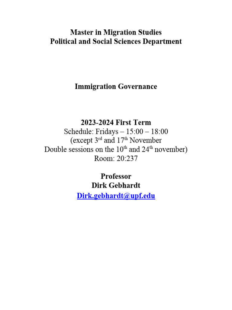 Notes - Immigration Governance | PDF | Human Rights | International ...