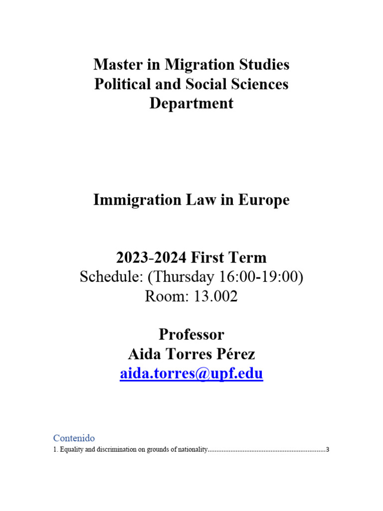 Immigration Law and Rights in Europe | PDF | European Union | Immigration