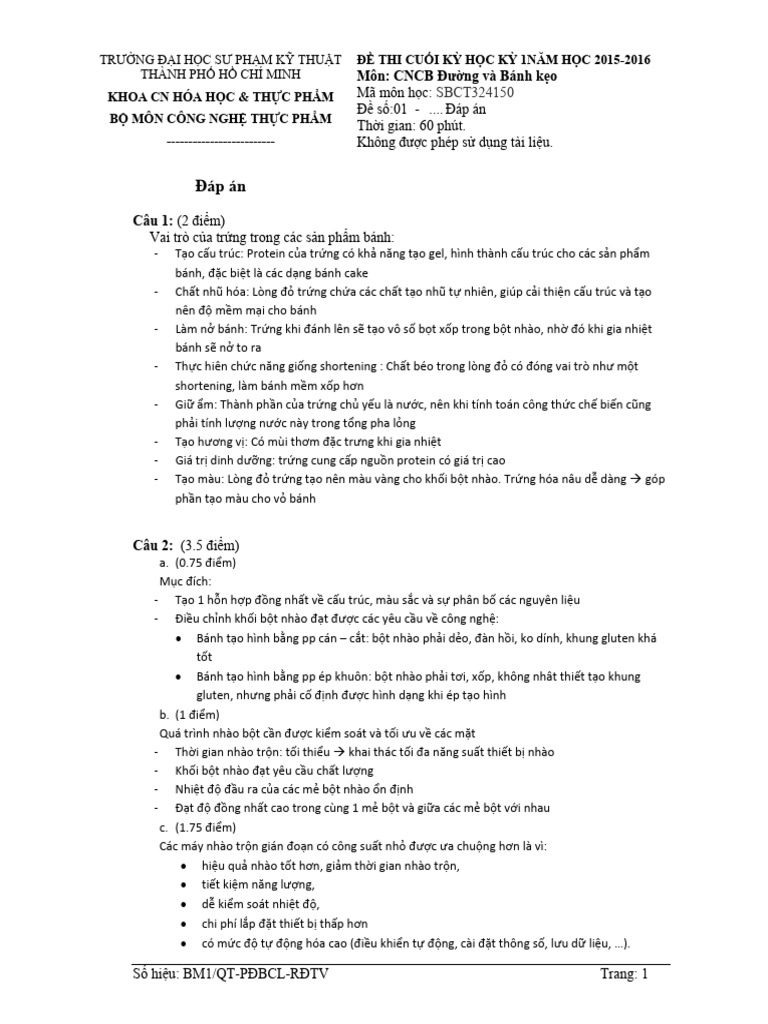 CNCB Banh Keo de 1-Dap An | PDF