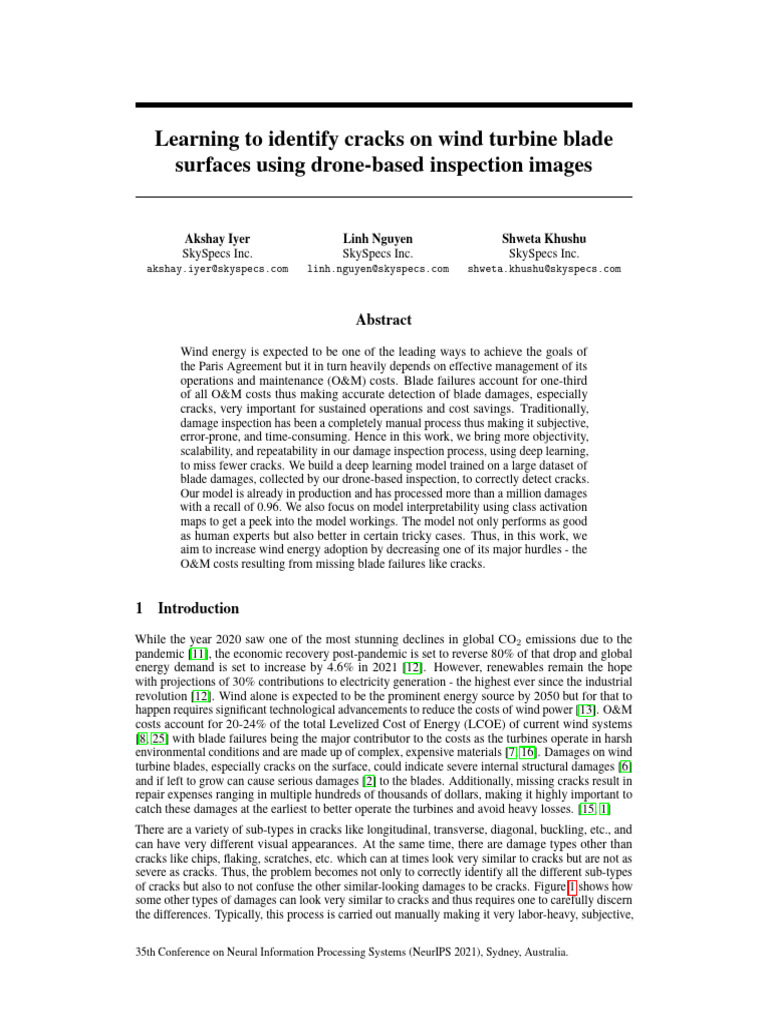 Learning To Identify Cracks On Wind Turbine Blade Surfaces Using Drone-Based Inspection Images ...