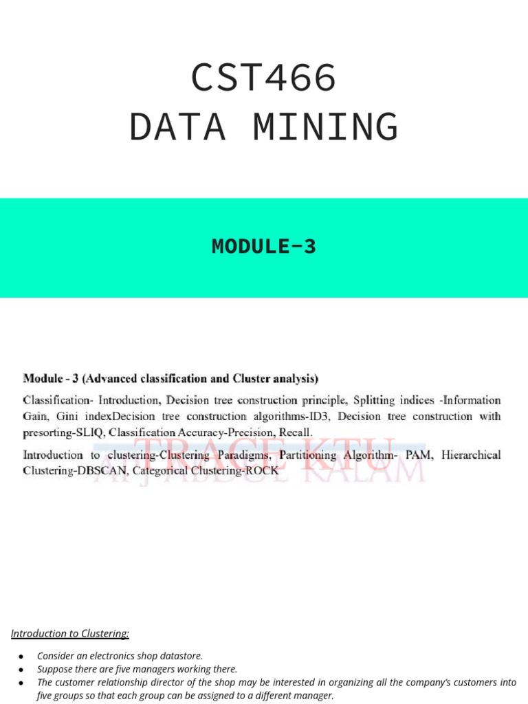 Datamining Mod3 | PDF | Cluster Analysis | Algorithms