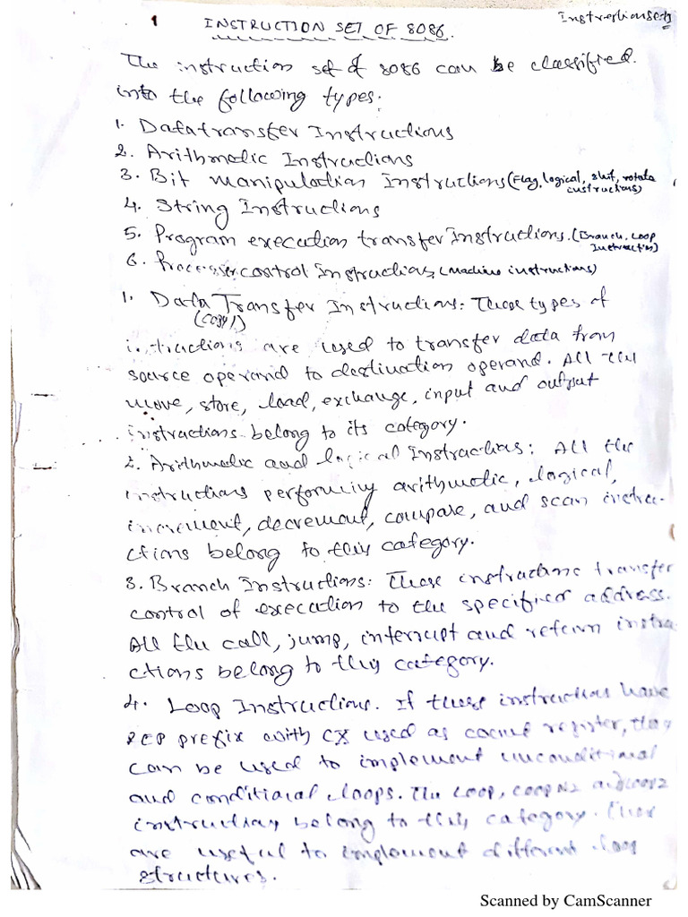 Instruction Set of 8086 | PDF