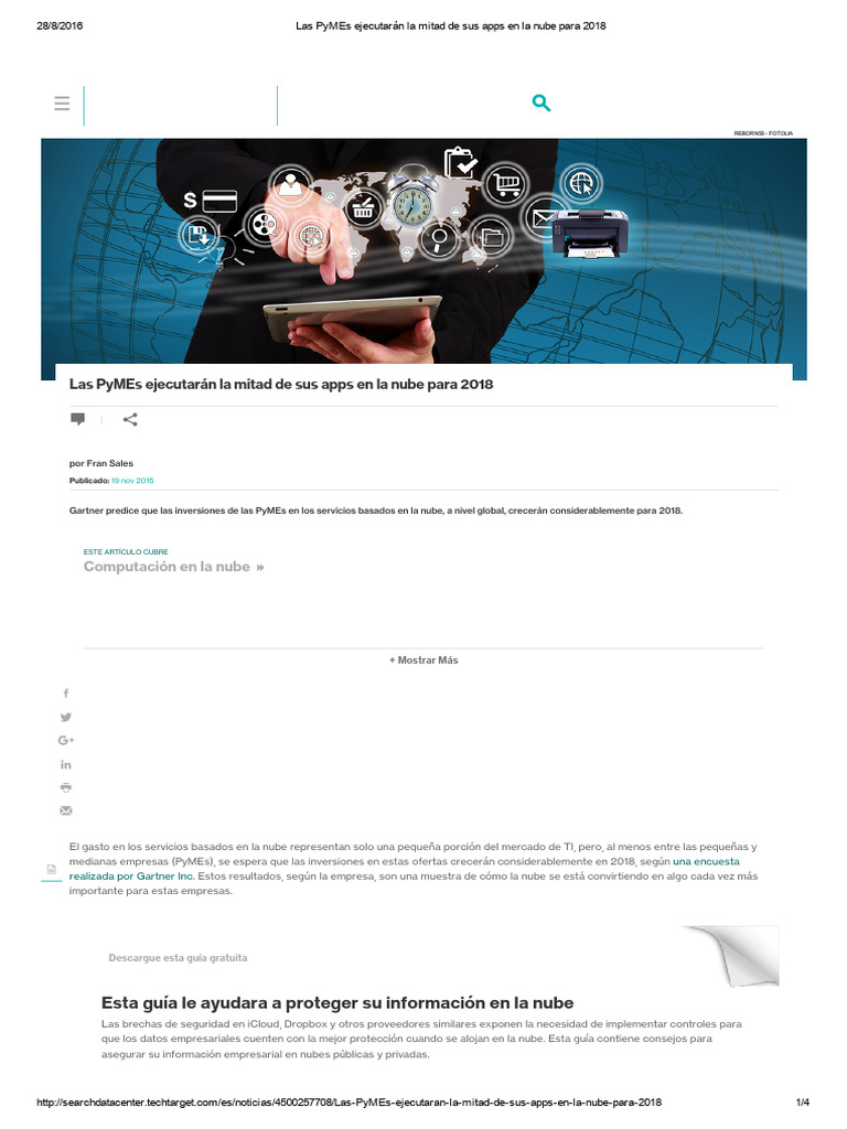 Las PyMEs Ejecutarán La Mitad de Sus Apps en La Nube para 2018 | PDF | Computación en la nube ...