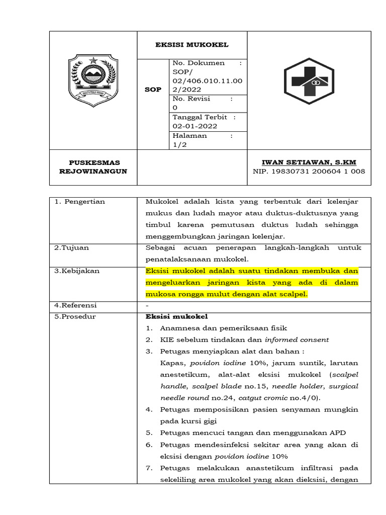Sop Eksisi Mukokel | PDF