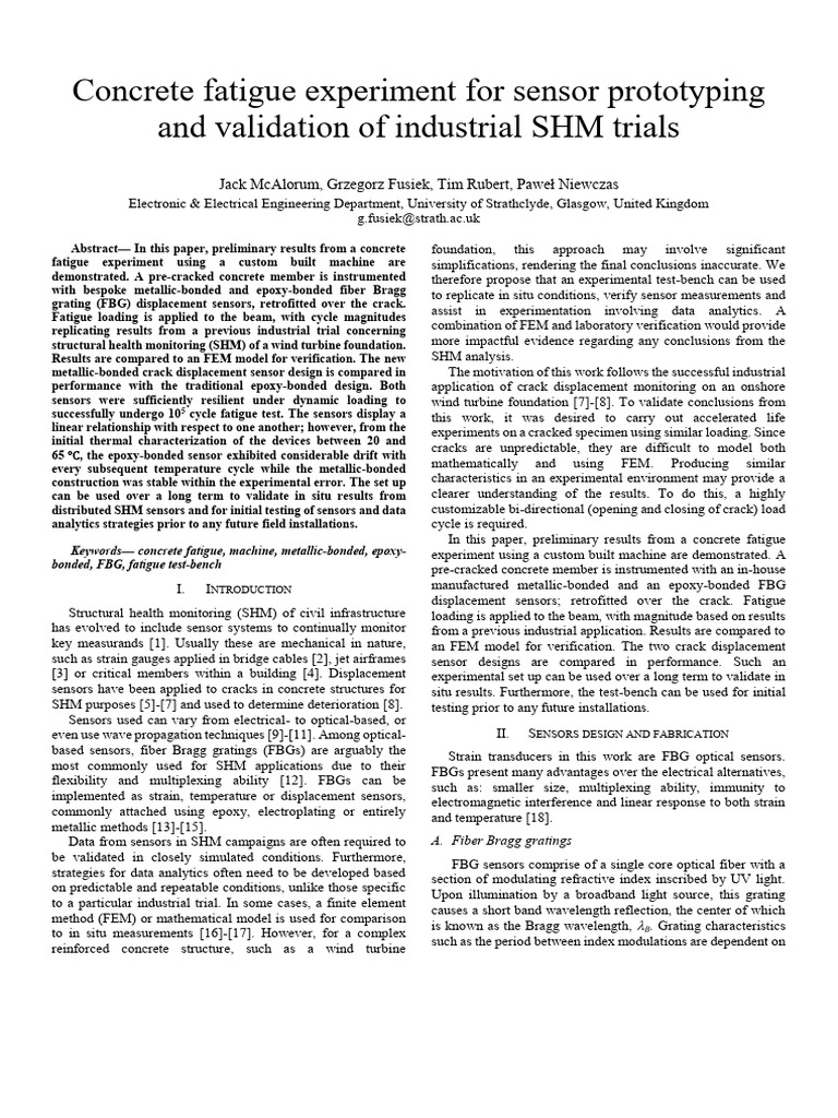 Concrete Fatigue Experiment For Sensor Prototyping and Validation of ...