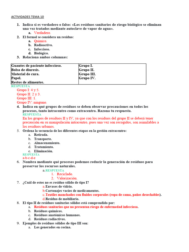 Soluciones Actividadestema 10.interactivas | PDF | Residuos | Contaminación
