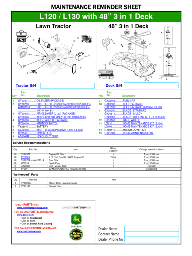 l120 l130 With 48 Inch Deck | PDF | Lawn Mower | Manufactured Goods