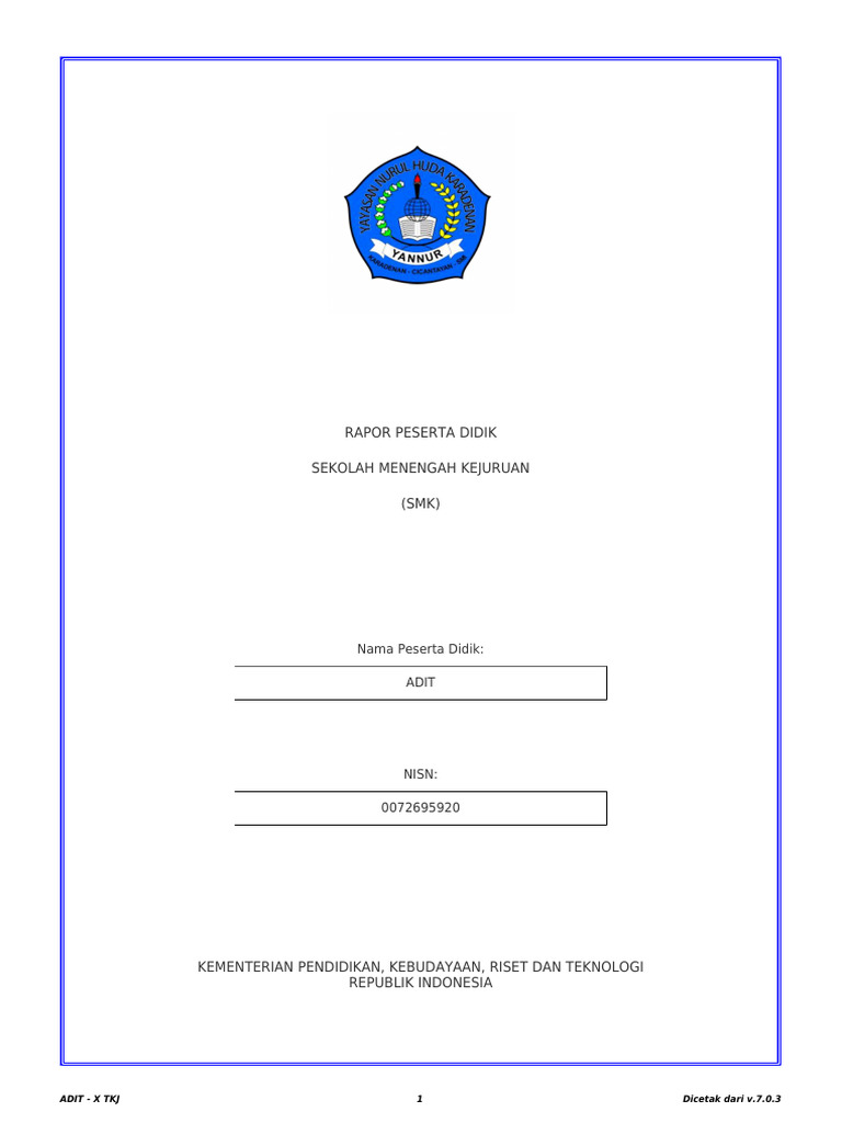 Adit - X Tkj-Identitas | PDF