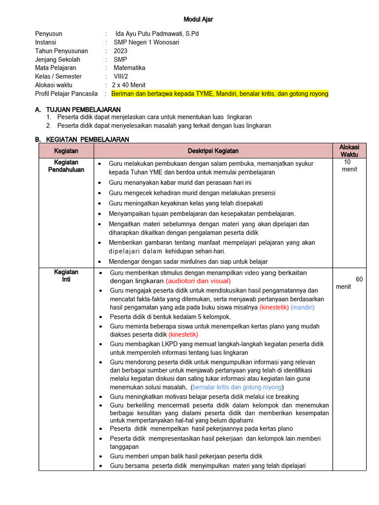 Final Modul Ajar MMK | PDF | Karier & Perkembangan | Metode & Bahan Ajar