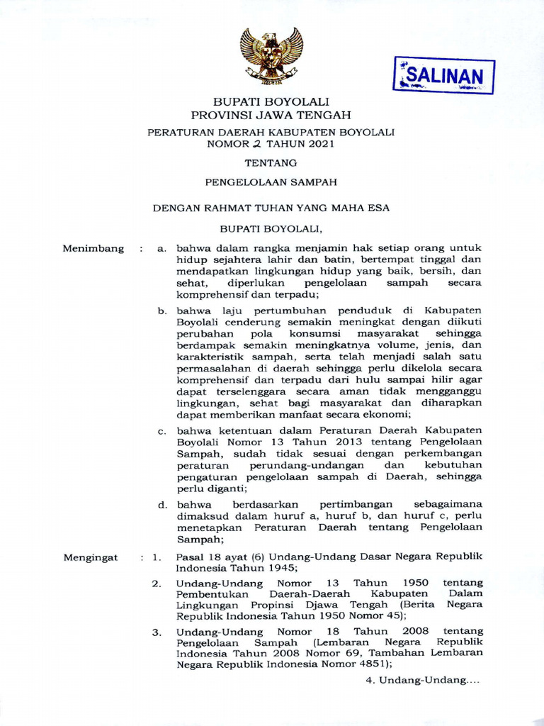 Salinan 2021 PERDA KAB BOYOLALI 02 | PDF