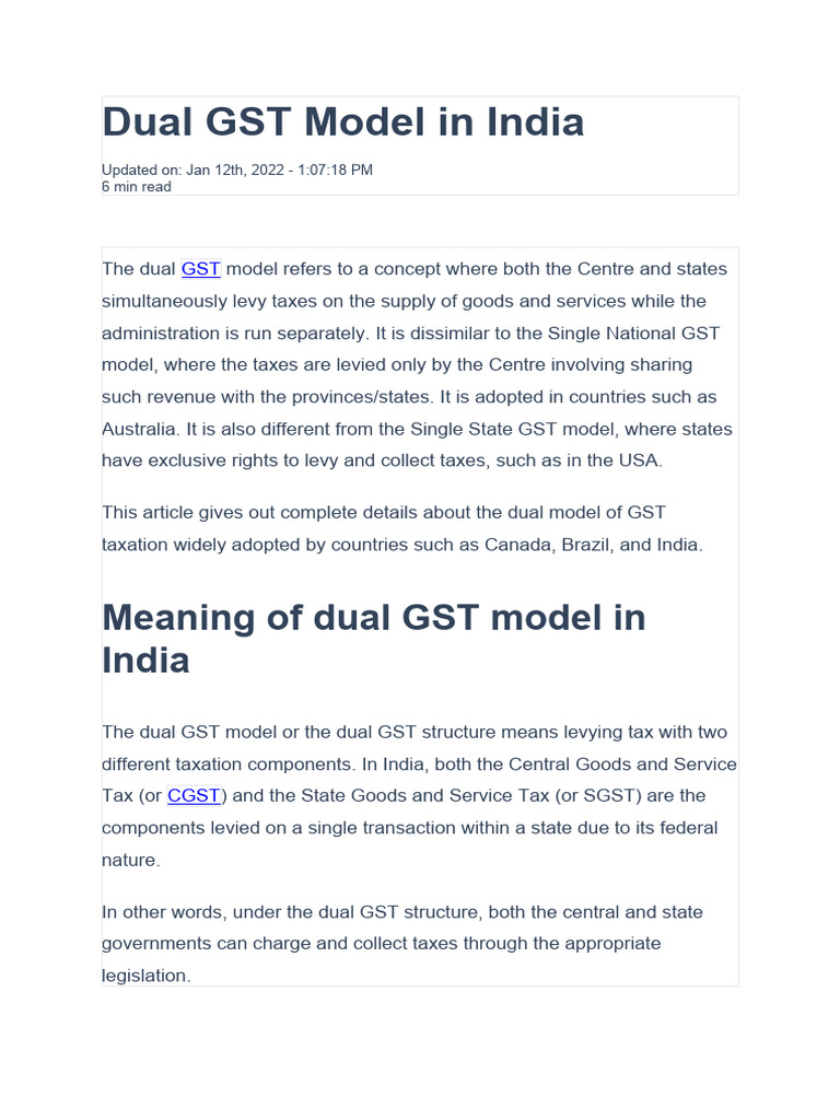 Dual GST Module | PDF | Taxes | Government Finances