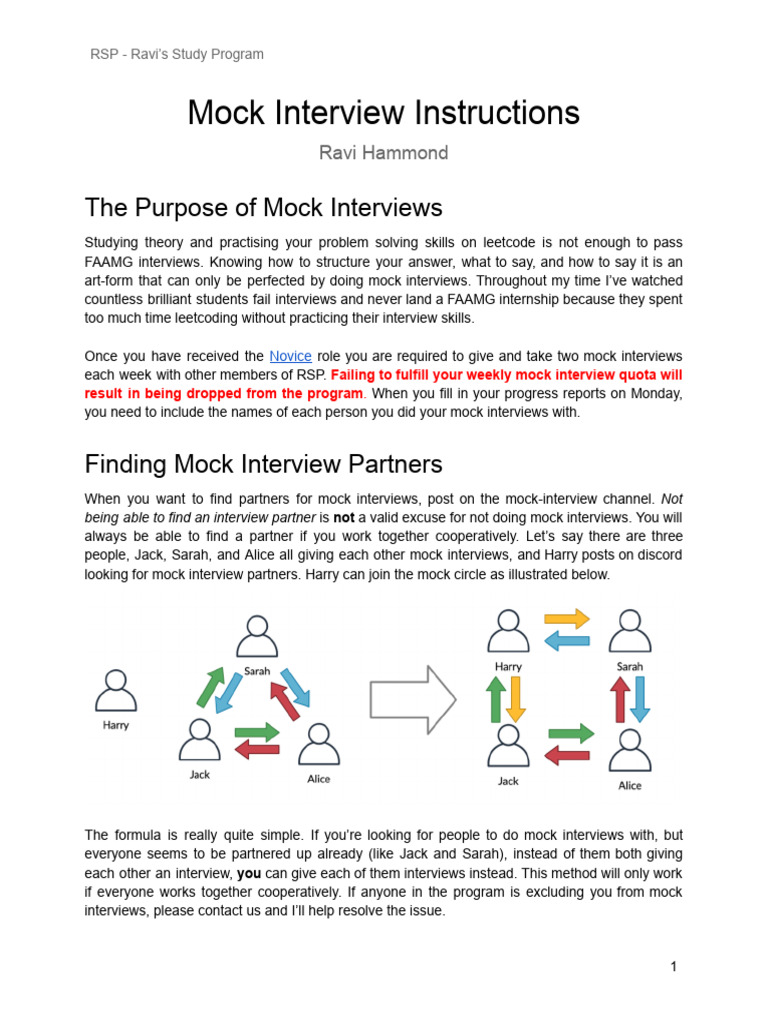 Mock Interview Instructions | PDF | Integer (Computer Science) | Question Mock Interview Instructions | PDF | Integer (Computer Science) | Question