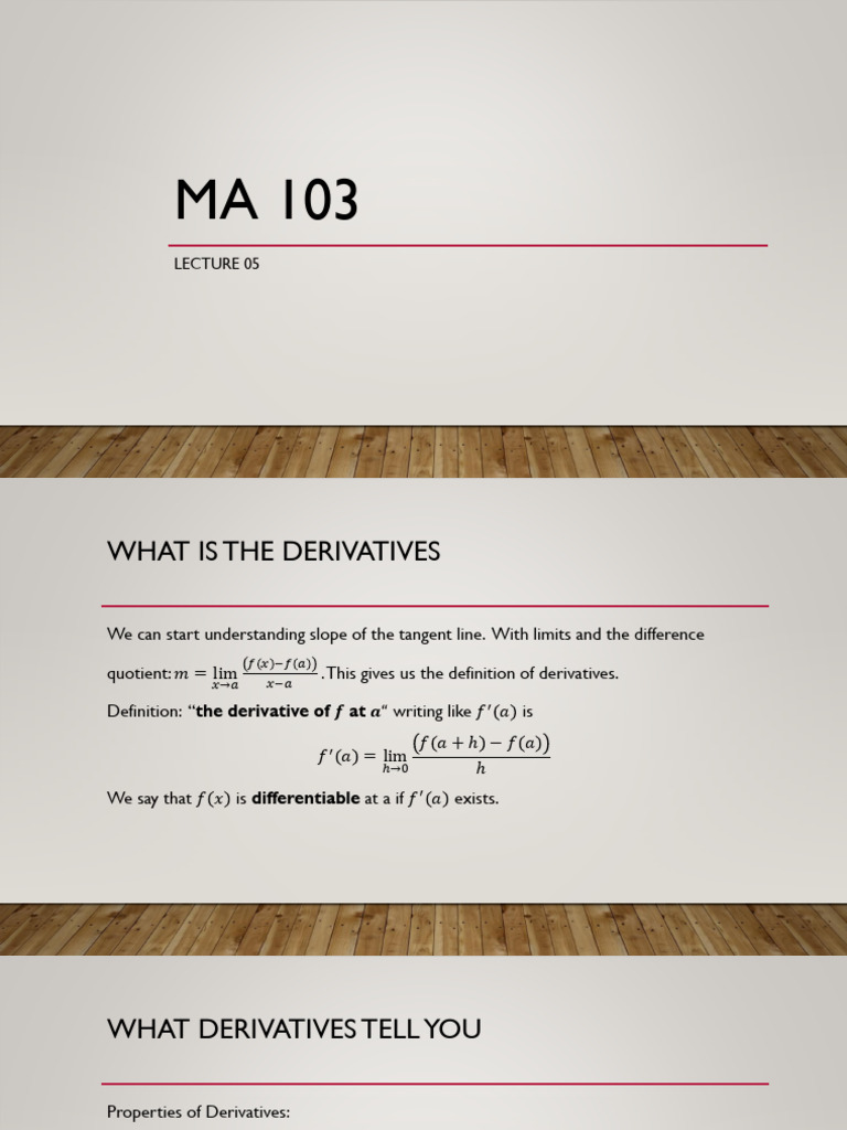 MA 103 Slides L05 | PDF | Derivative | Function (Mathematics)
