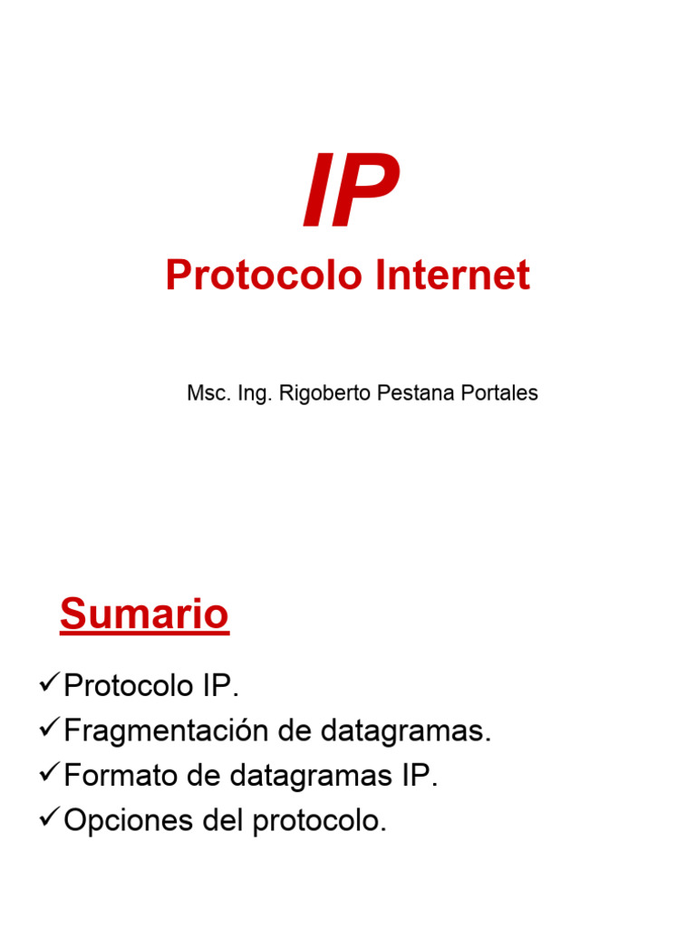Protocolo IP | PDF | Protocolos de internet | Dirección IP