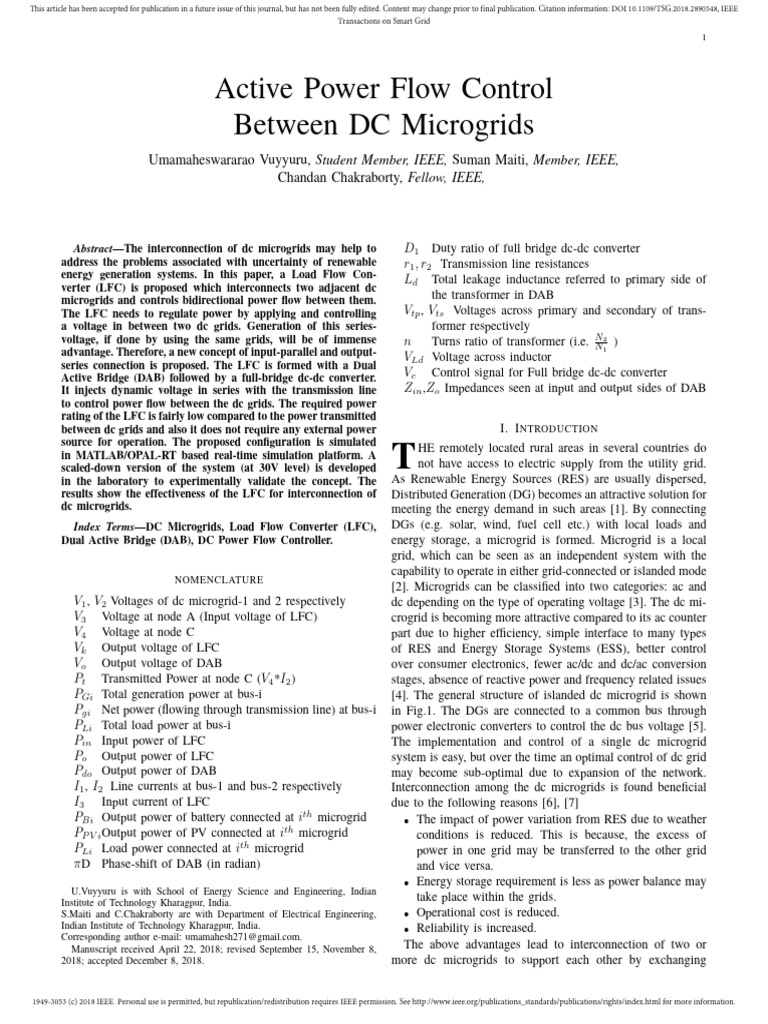 Active Power Flow Control Between DC Microgrids | PDF | Electrical Grid | Power Electronics
