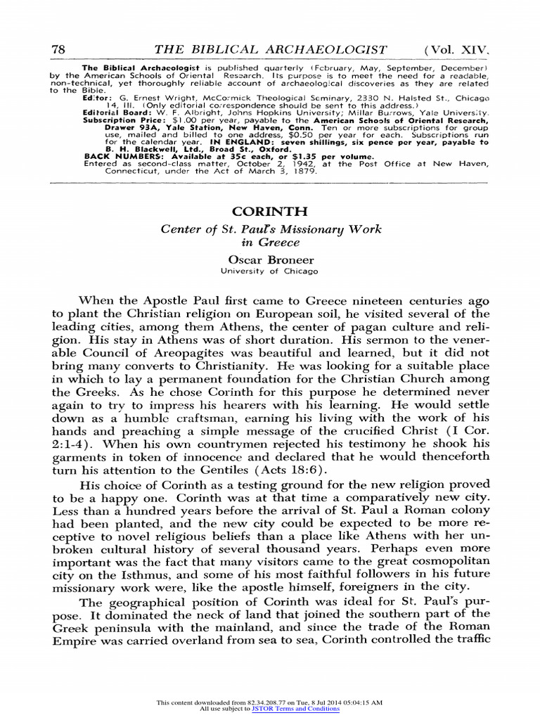 Corinth: Paul's Missionary Hub in Greece | PDF | Ancient Rome | Temple