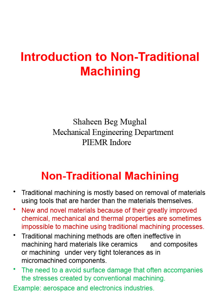Non Traditional Machining | PDF | Machining | Electrochemistry