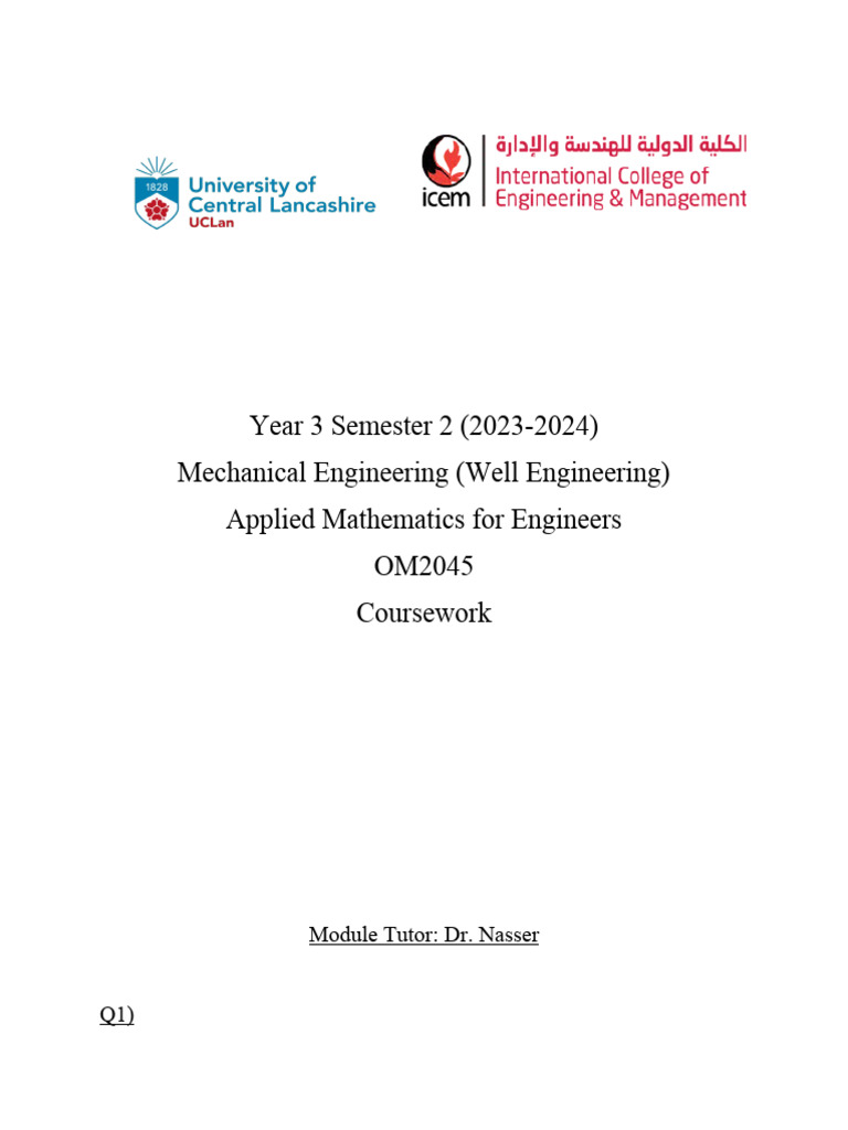 Mathematics CW | PDF | Partial Differential Equation | Equations