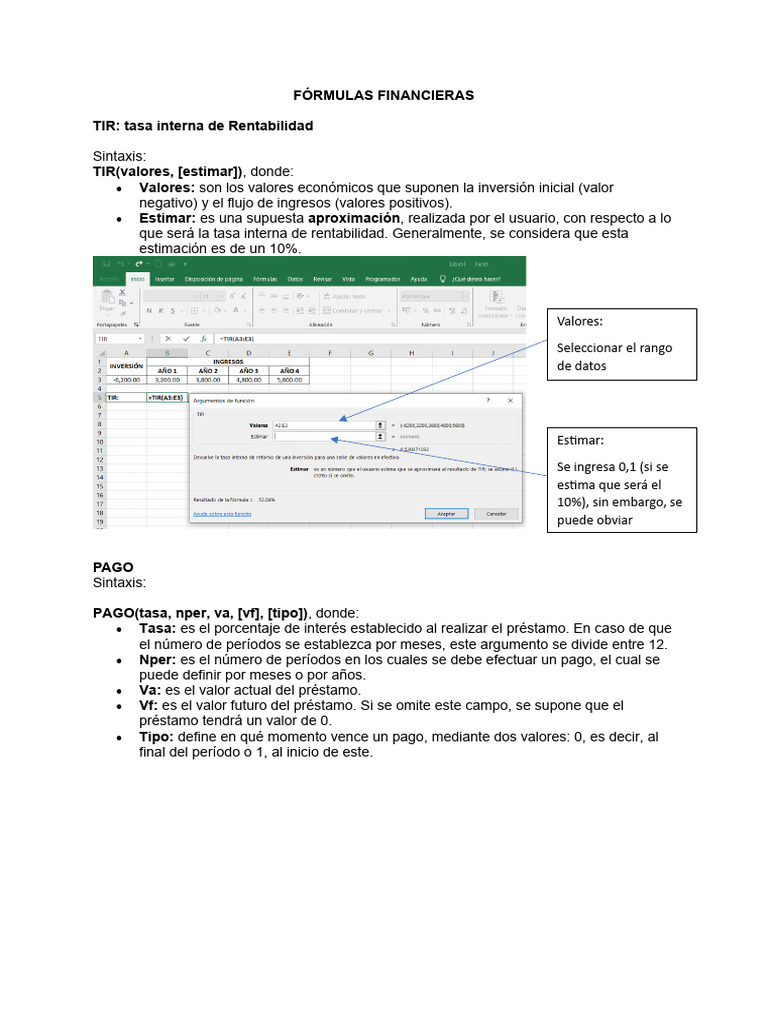 Fórmulas Financieras Esenciales en Excel | PDF | Tasas de interés ...