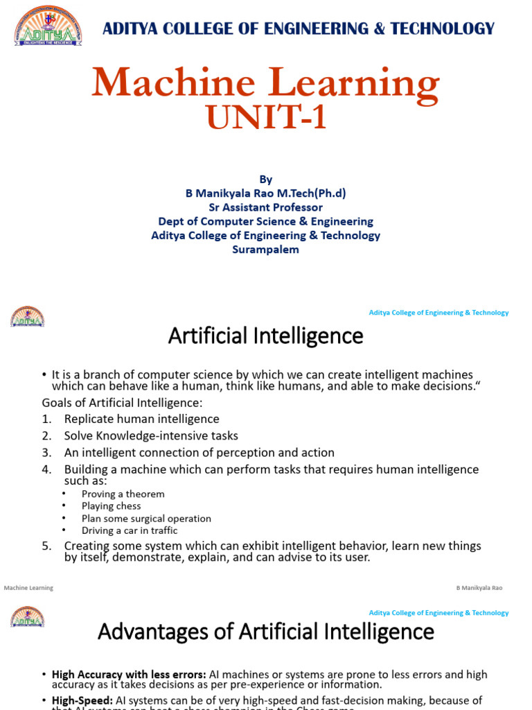 Jntuk Machine Learning 3-2 Unit-1 | PDF | Machine Learning | Mean Squared Error