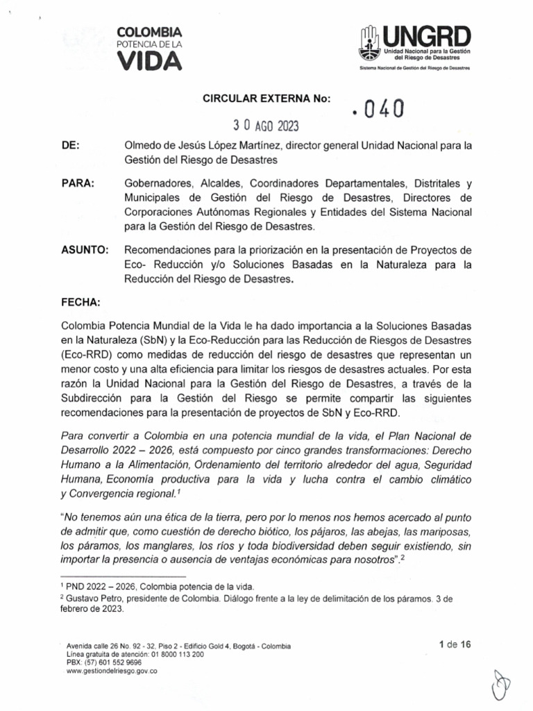 Circular No 040 de 30 de Agosto 2023. | PDF | Infraestructura | Agua
