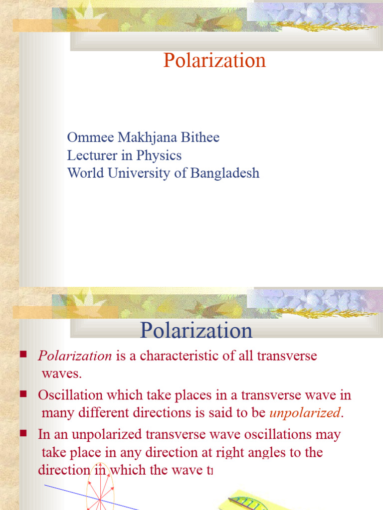 Week 18 Optics 3 Pdf Polarization Waves Waves