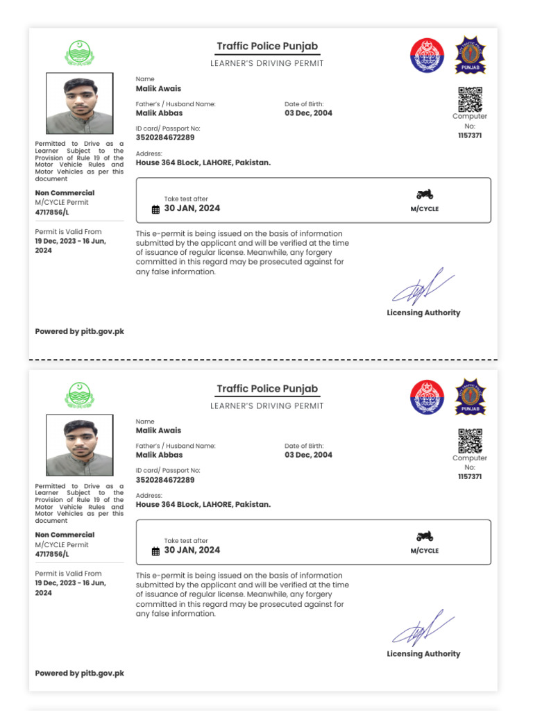 Learner | PDF | Driver's License | Identity Document