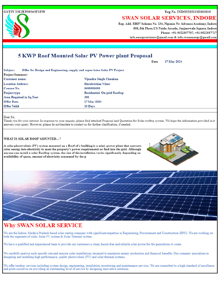 Solar Power System Proposal Overview | PDF | Sustainable Technologies ...