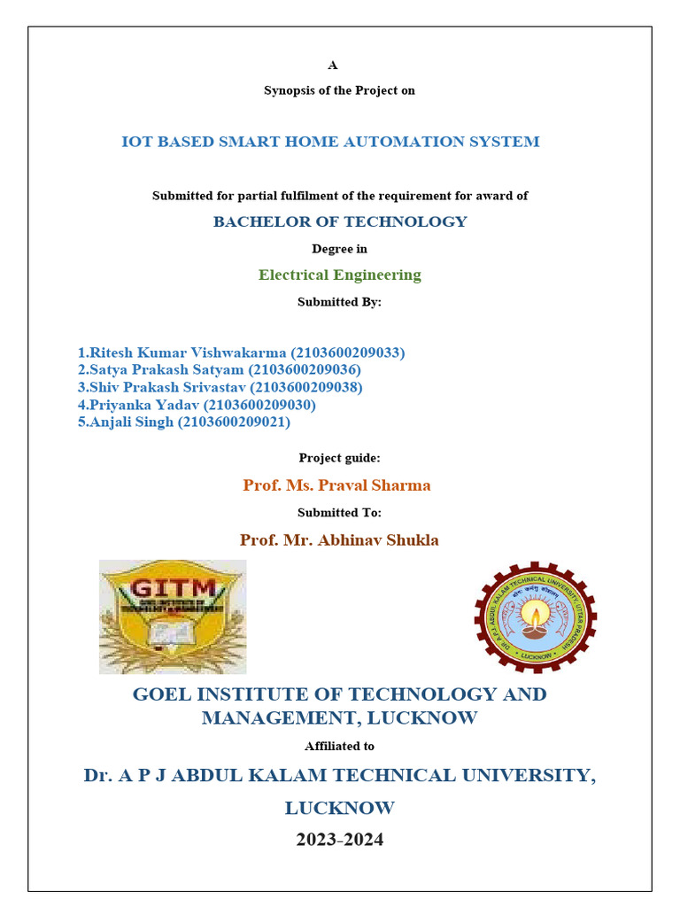 IoT Smart Home Automation Project Overview | PDF | Home Automation ...