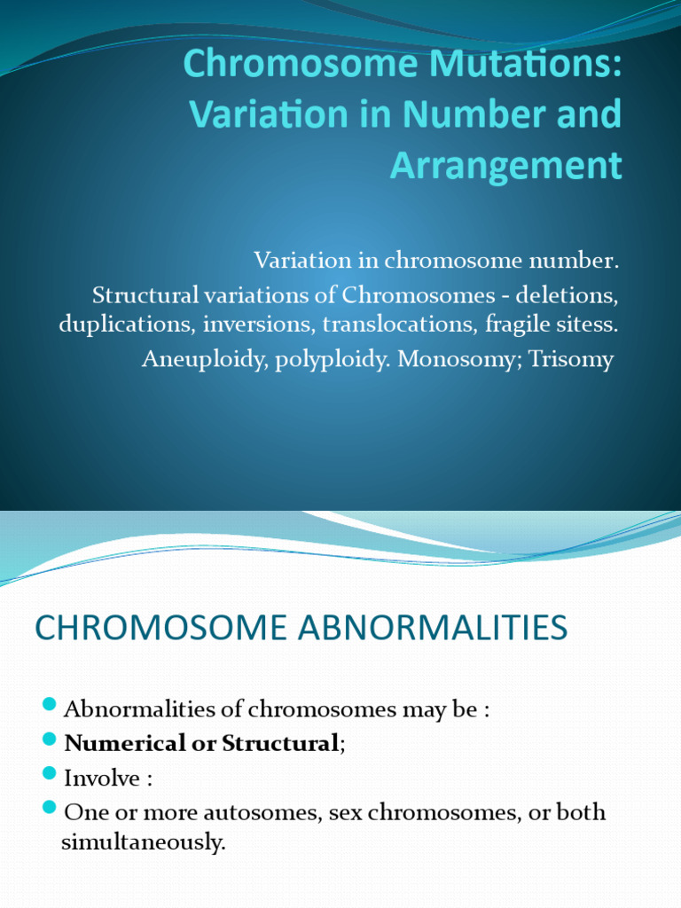 Chromosome Mutations Variation in Number and Arrangement | PDF | Meiosis | Chromosome