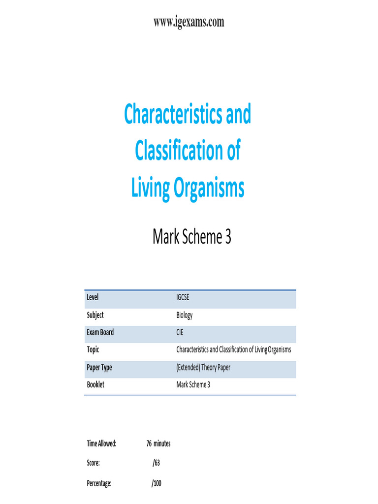 1.3 Characteristics and Classification of Living Organisms IGCSE CIE ...