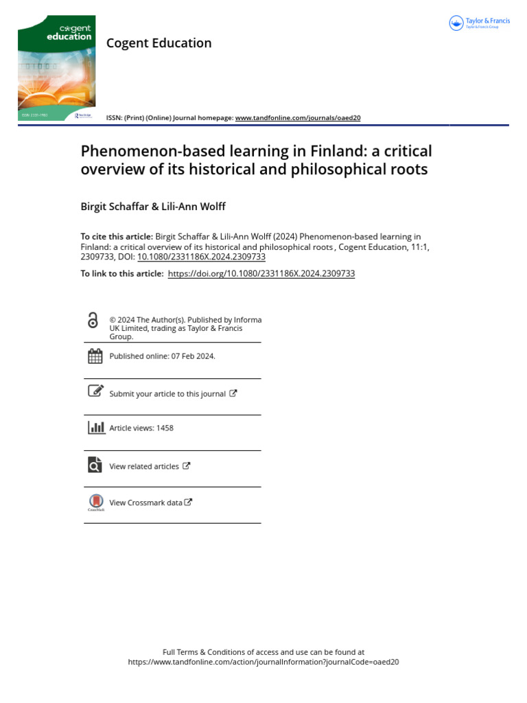 Critical Overview of Phenomenon-Based Learning | PDF | Phenomenology ...