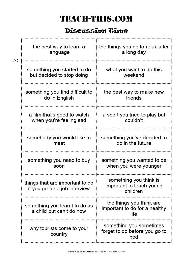Language Learning Discussion Cards | PDF